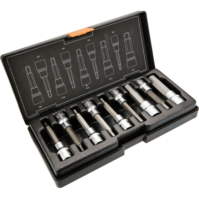 Hexagonal Driver Bits On Socket 100 Mm, Set Of 9 Pcs, 1/2", Crv Steel ...