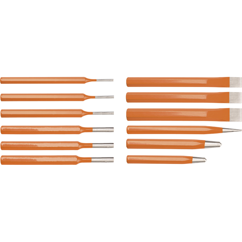 Set Of Pin Punches, Cold Chisels And Centre Punches, 12 Pcs, Centre ...