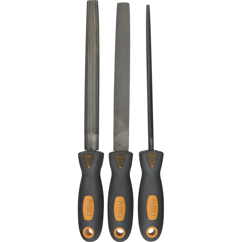 Metal Files, Set Of 3 Pcs, Flat, Half Round, Round, Two Material Handle ...